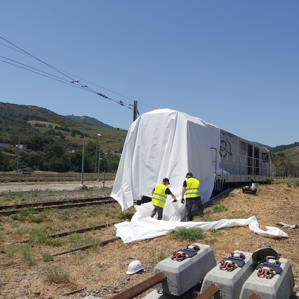 Thermo-bâchage suite à incendie de locomotive - Pyrénées Orientales